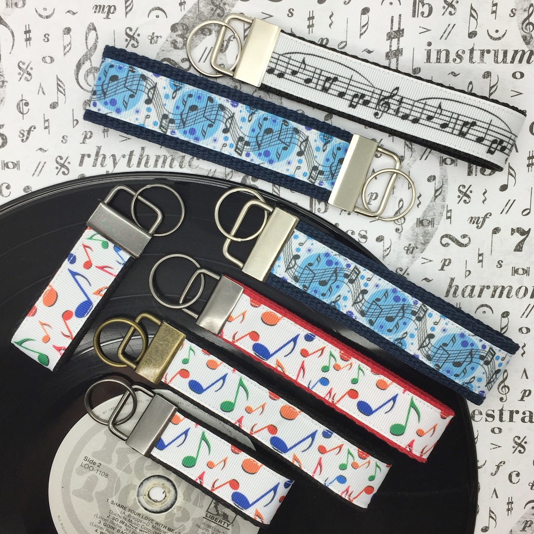 Music Note Keychain, Rainbow Musical Notes Key Fob, Gift for Musician ...