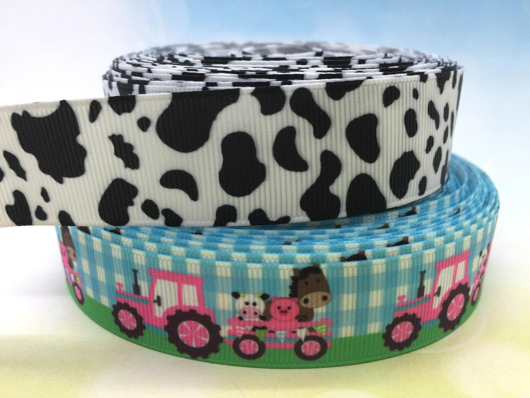 Farm Animal Ribbon, Tractor Ribbon, Cow Print Ribbon, Choice of 3 Yards ...