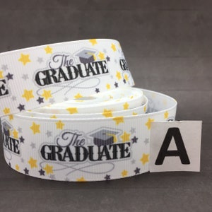 Graduation Grosgrain Ribbon 1" 25mm, Congratulations, Graduate, Hats ...