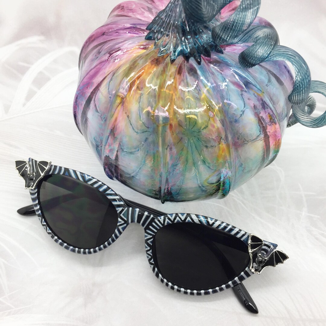 Hand Painted Halloween Bat Sunglasses, Spooky Season Accessory ...