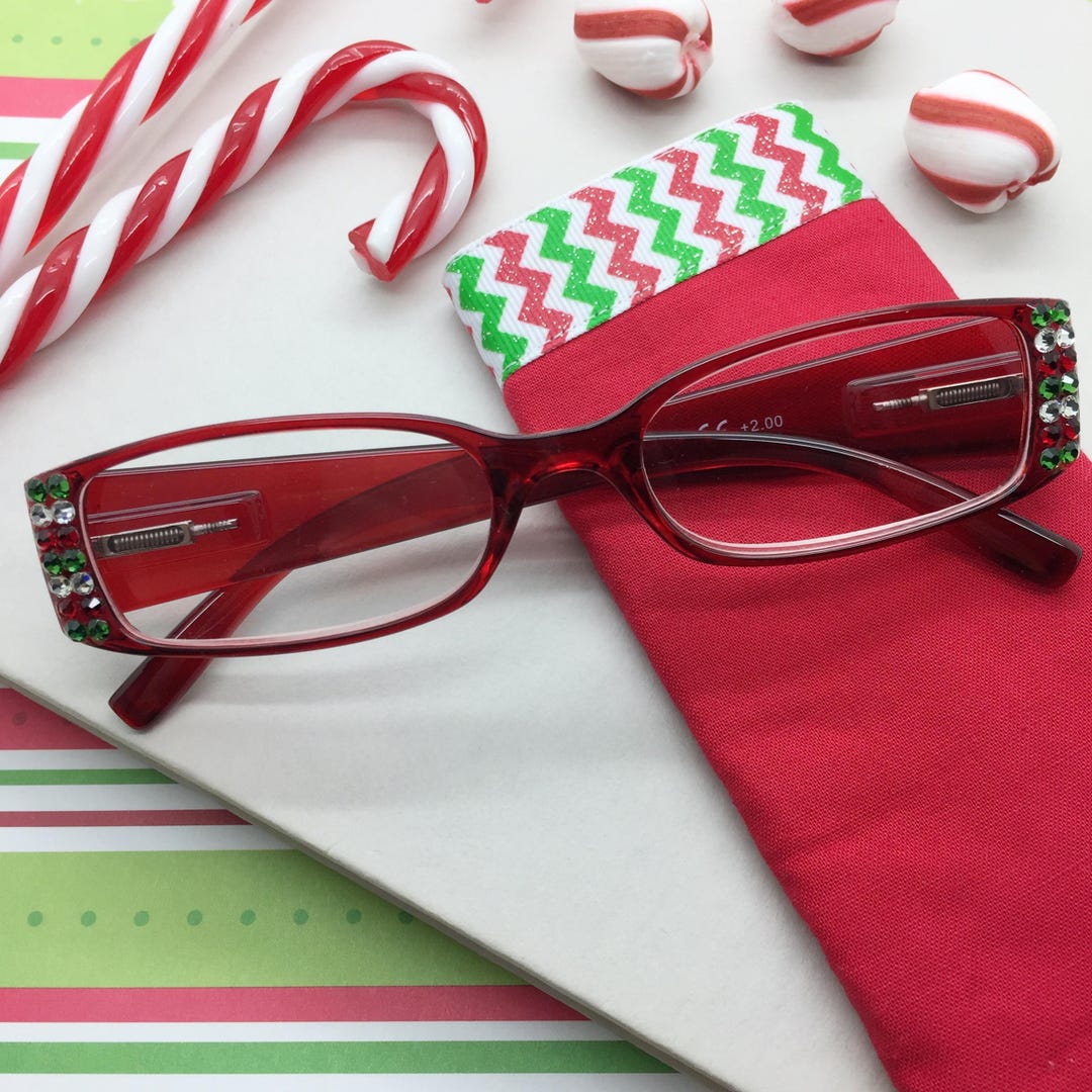 Christmas Bling Reading Glasses +2.00, Holiday Readers, Handmade ...