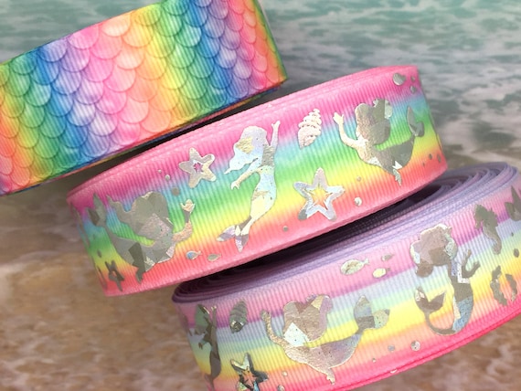 Mermaid Grosgrain Ribbon 1 25mm Rainbow Ribbon Sold by | Etsy