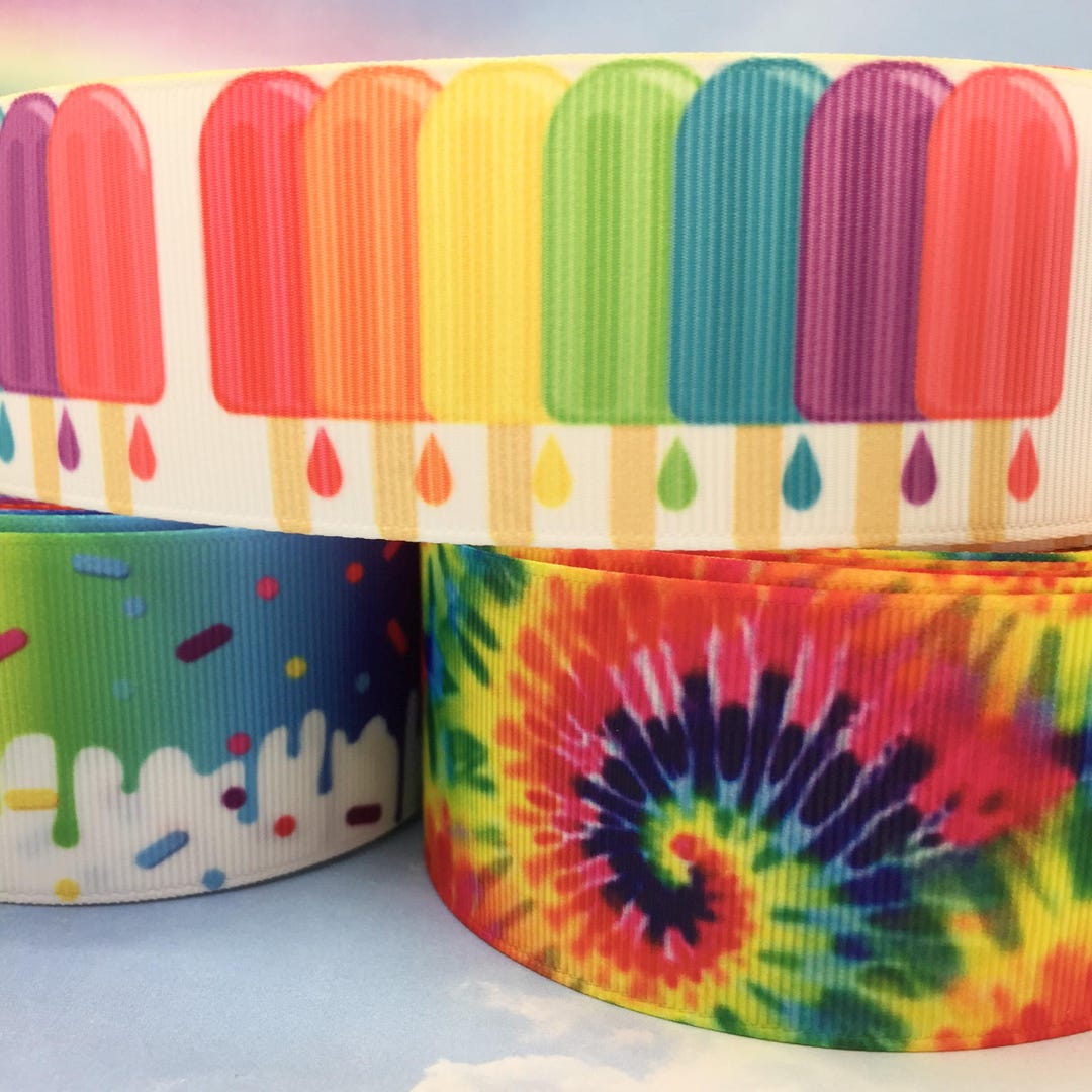 Rainbow Grosgrain Ribbon 1.5" 38mm, Tie Dye Ribbon, Ice Cream Ribbon ...