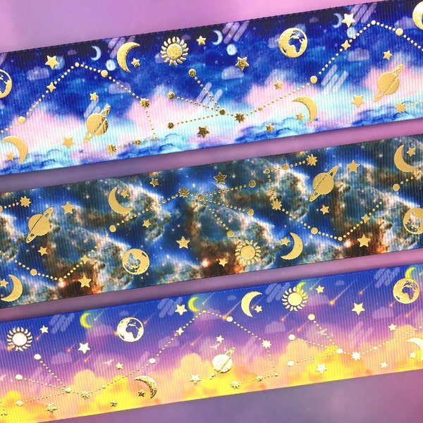 Moon and Stars Ribbon - Etsy