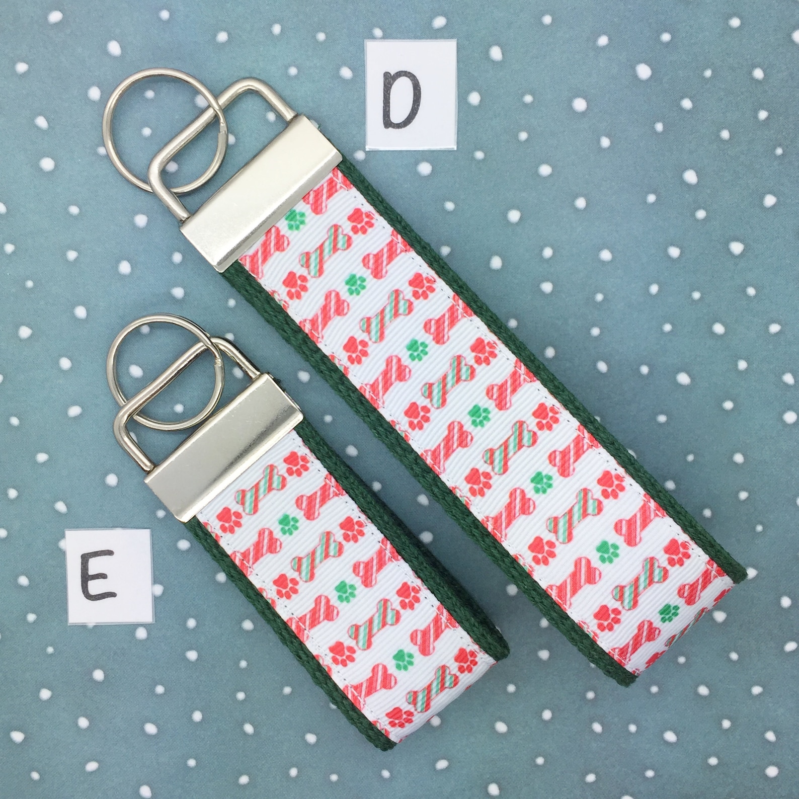 Christmas Dog Bone Key Fob, Paw Print Keychain, Snowflake Key Chain ...