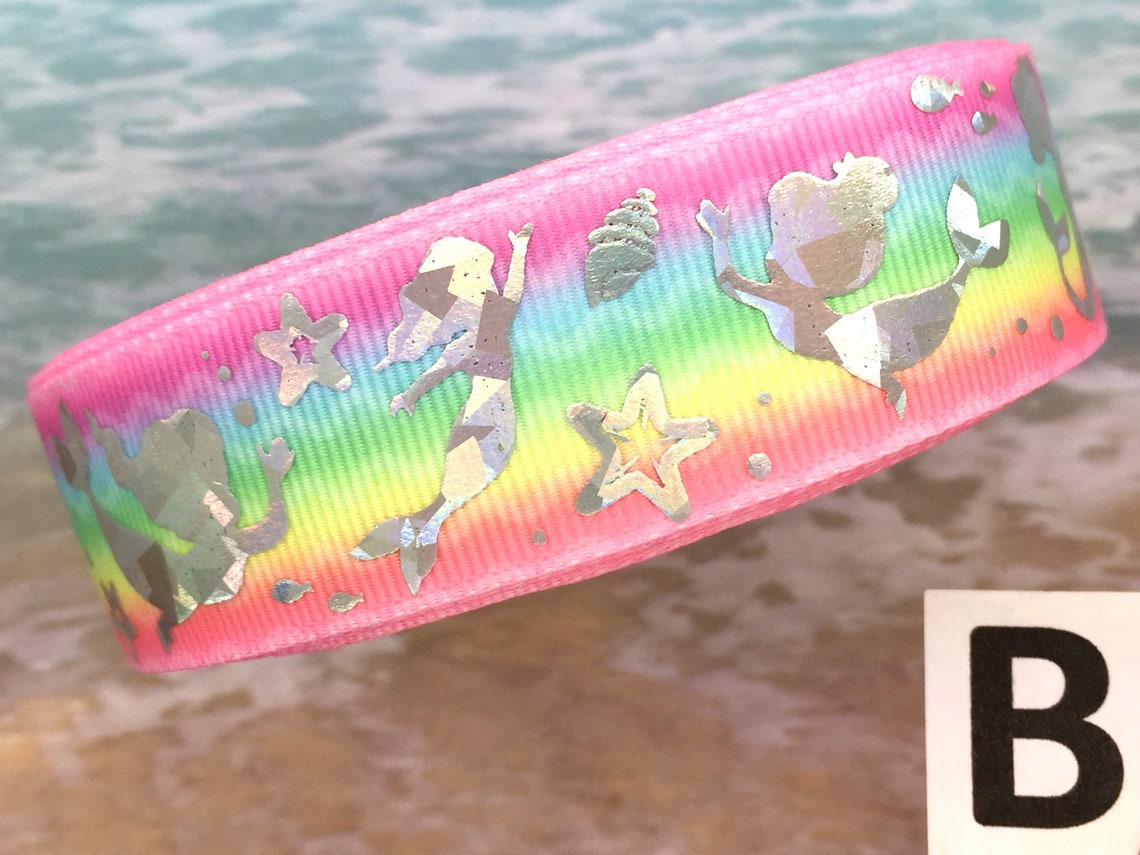 Mermaid Grosgrain Ribbon 1 25mm Rainbow Ribbon Sold by - Etsy