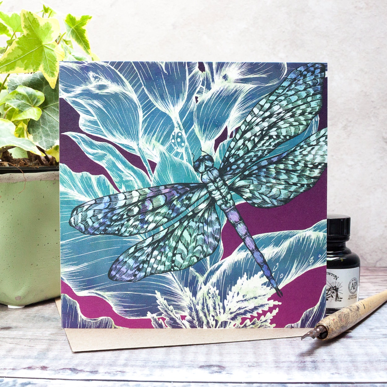 Dragonfly Lily Floral Blank Gift Card by Jessica Wilde - Etsy