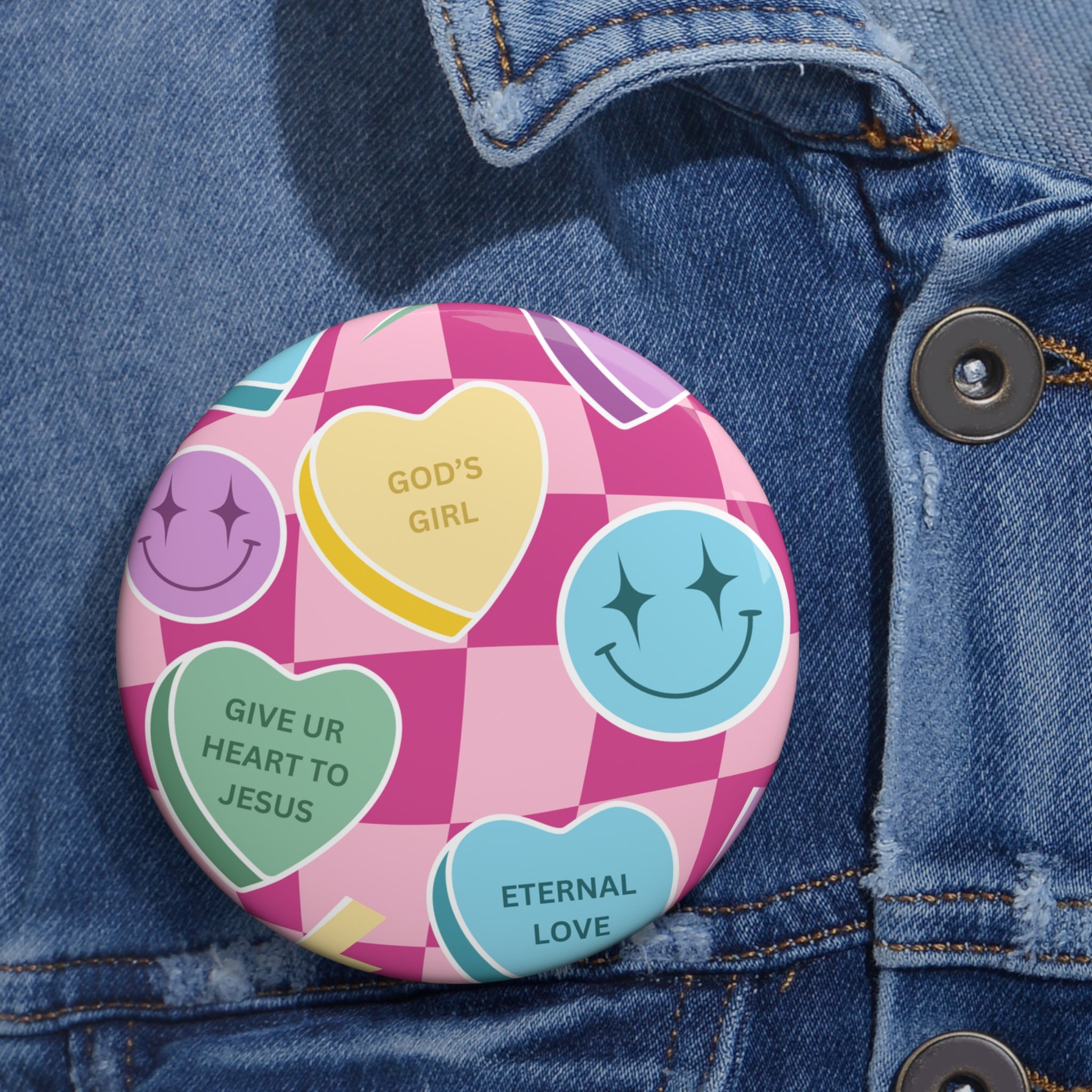 Jesus Buttons, God Loves You Pin Button, Valentine Button, Pinback ...