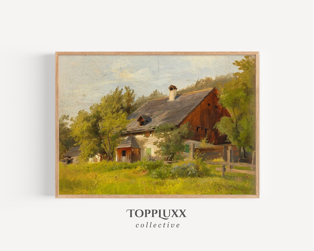 Farmhouse Decor Countryside House Vintage Farmhouse Field Landscape ...