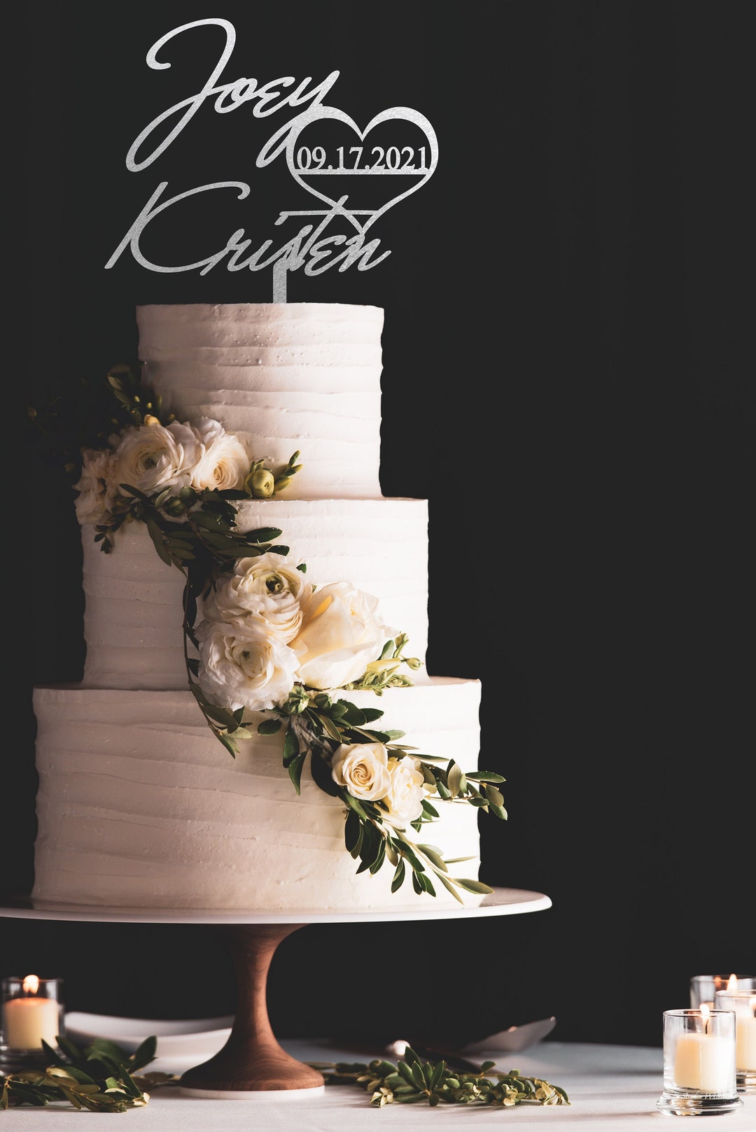 Metallic Silver Wedding Cake Topper for Wedding Mr Mrs Custom Cake ...