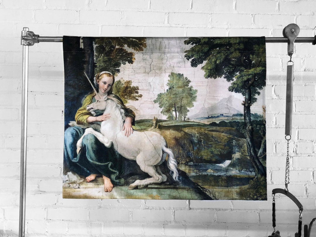 A Young Lady (giulia Farnese) and a Unicorn - Large Canvas Printed ...