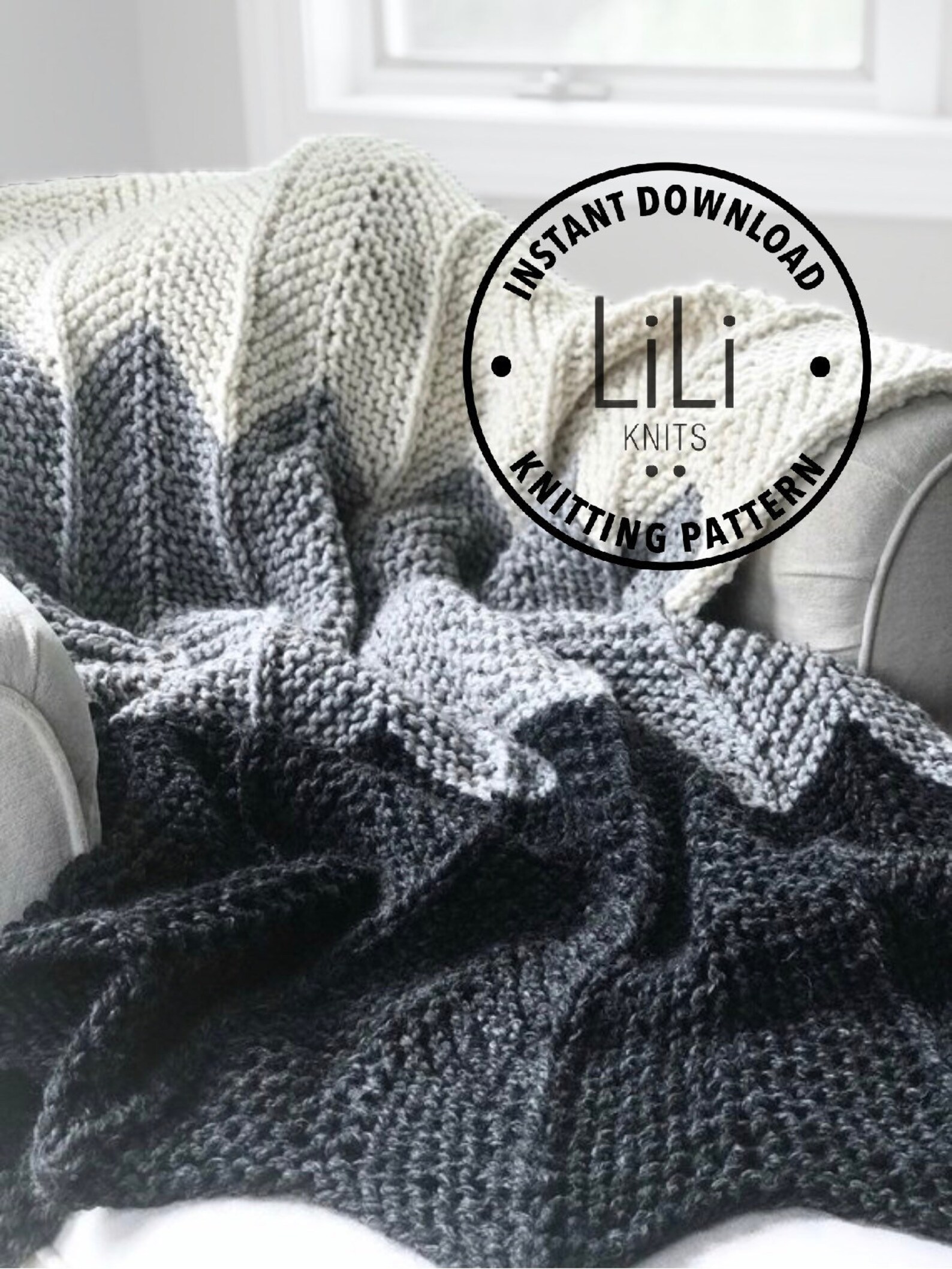 Knitting Pattern Ombre Chevron Blanket Throw Afghan THE - Etsy