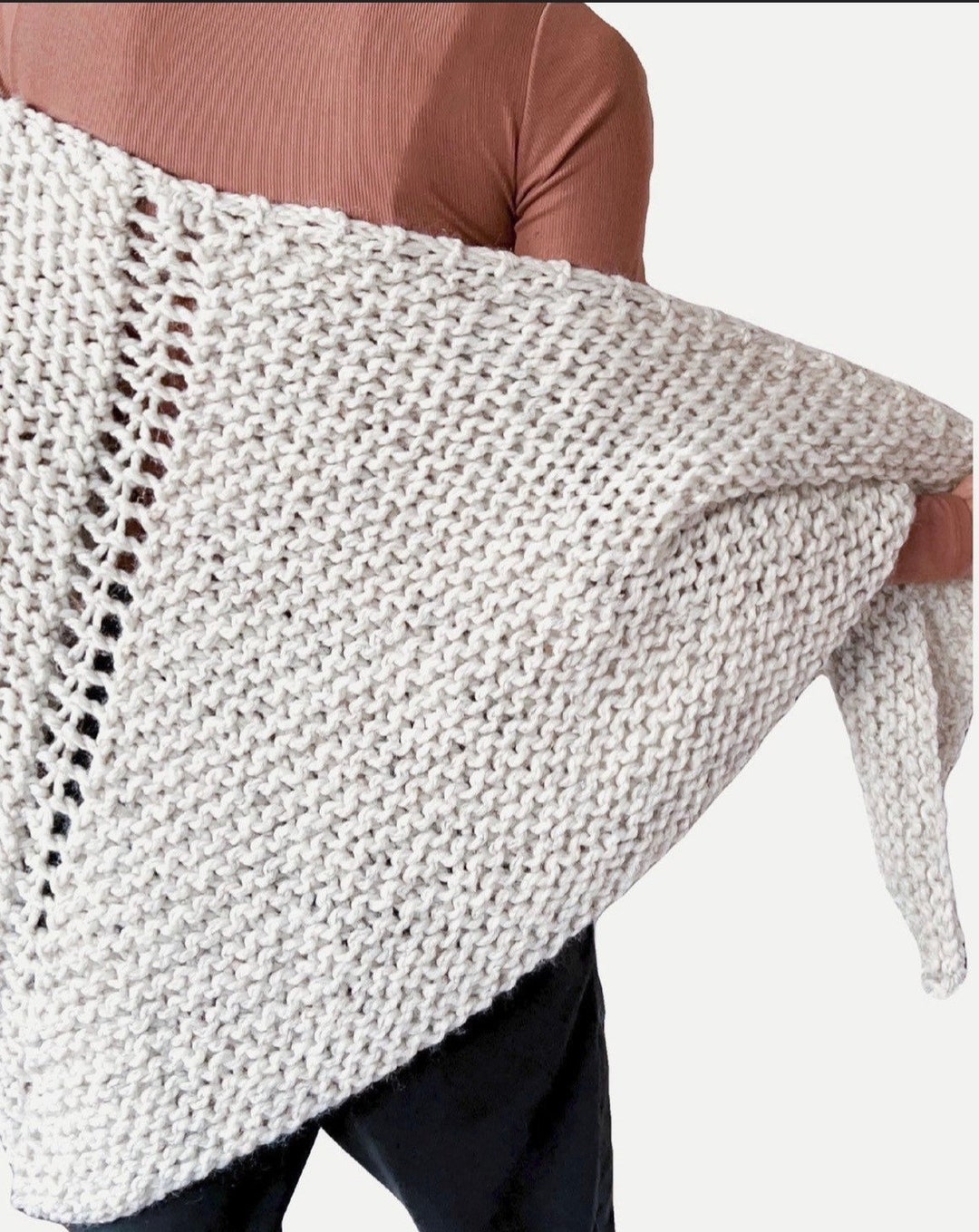 Knitting Pattern | Triangle Eyelet Shawl Wrap Scarf | THE STOLA - Etsy