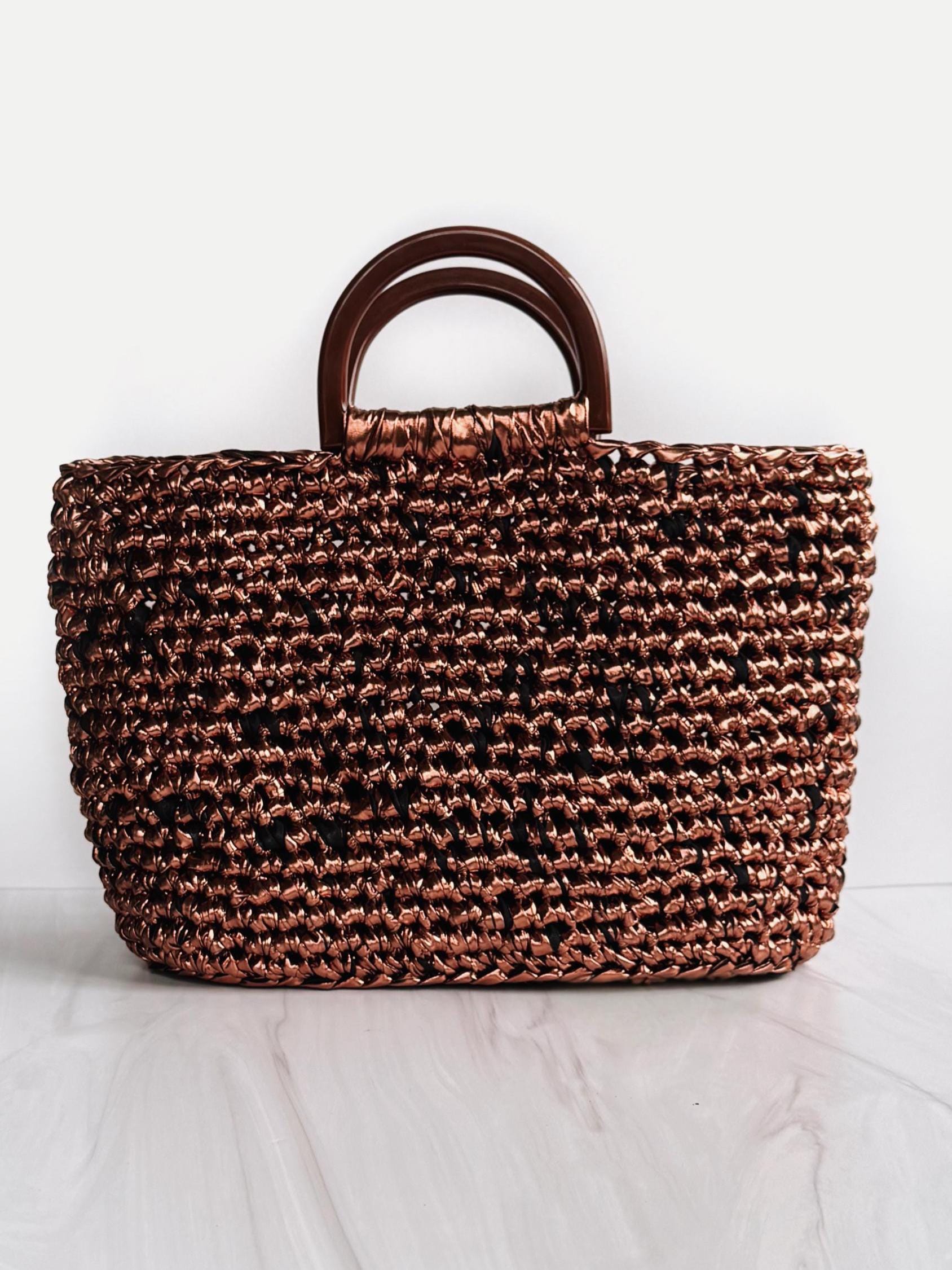 Crochet Pattern | Faux Leather Handbag Purse With Handles | THE ...