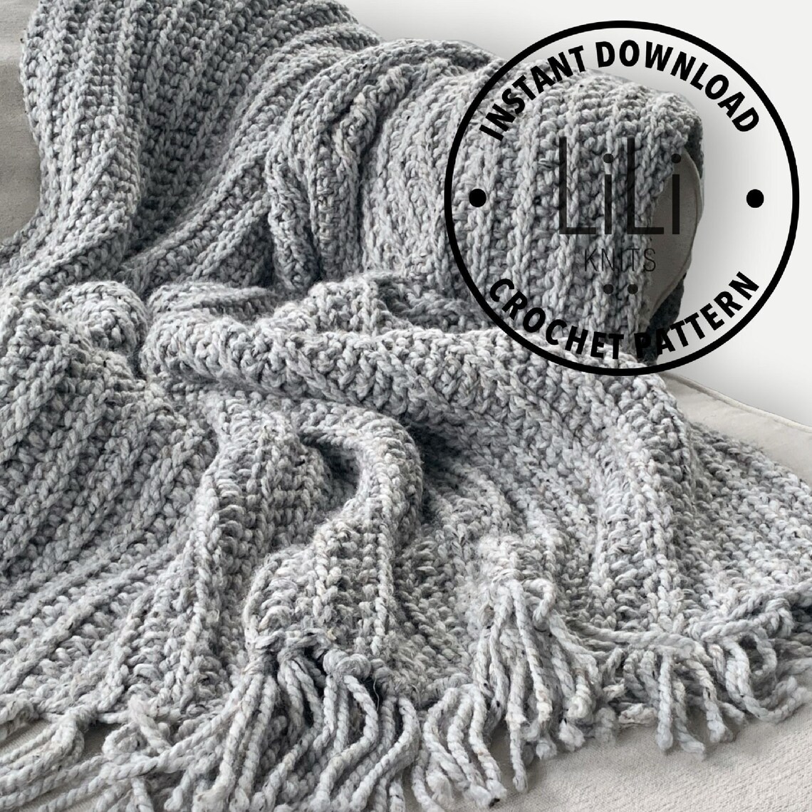 Crochet Pattern Ribbed Crochet Blanket Throw Afghan THE - Etsy
