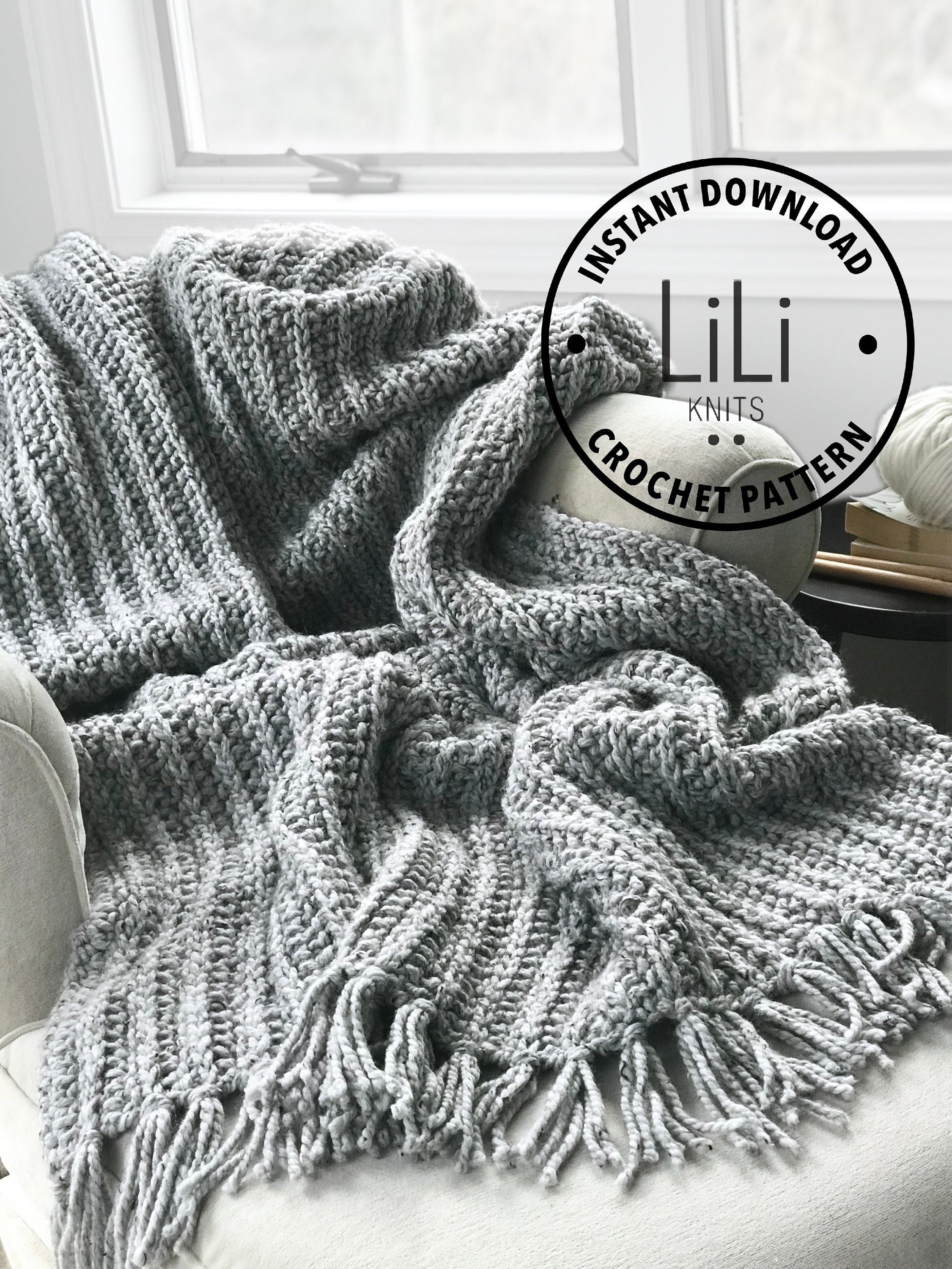 Crochet Pattern LiLiKnits Chunky Ribbed Crochet Blanket | Etsy