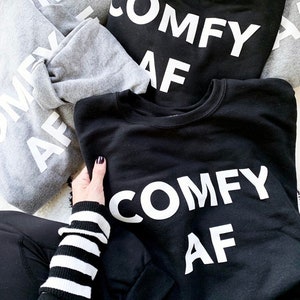 Crewneck Graphic Sweatshirt | COMFY AF | Grey/white - Etsy