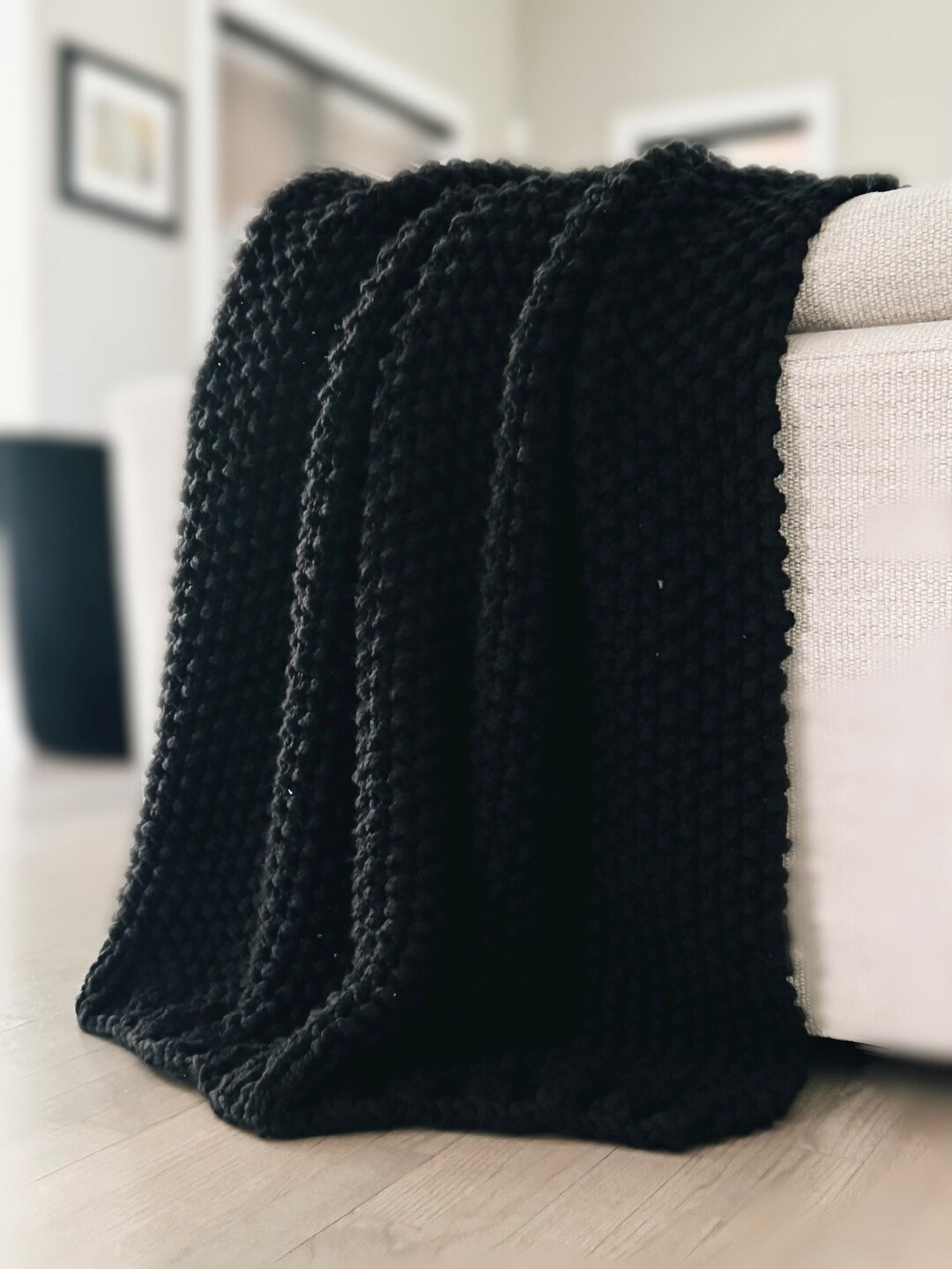 Hand Knit Chunky Seed Stitch Ribbed Throw Blanket | THE FALO - Etsy