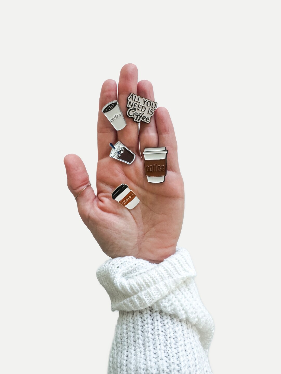 WIP Bag + Notions Bag + Lapel Enameled Pin | COFFEE CUP - Etsy