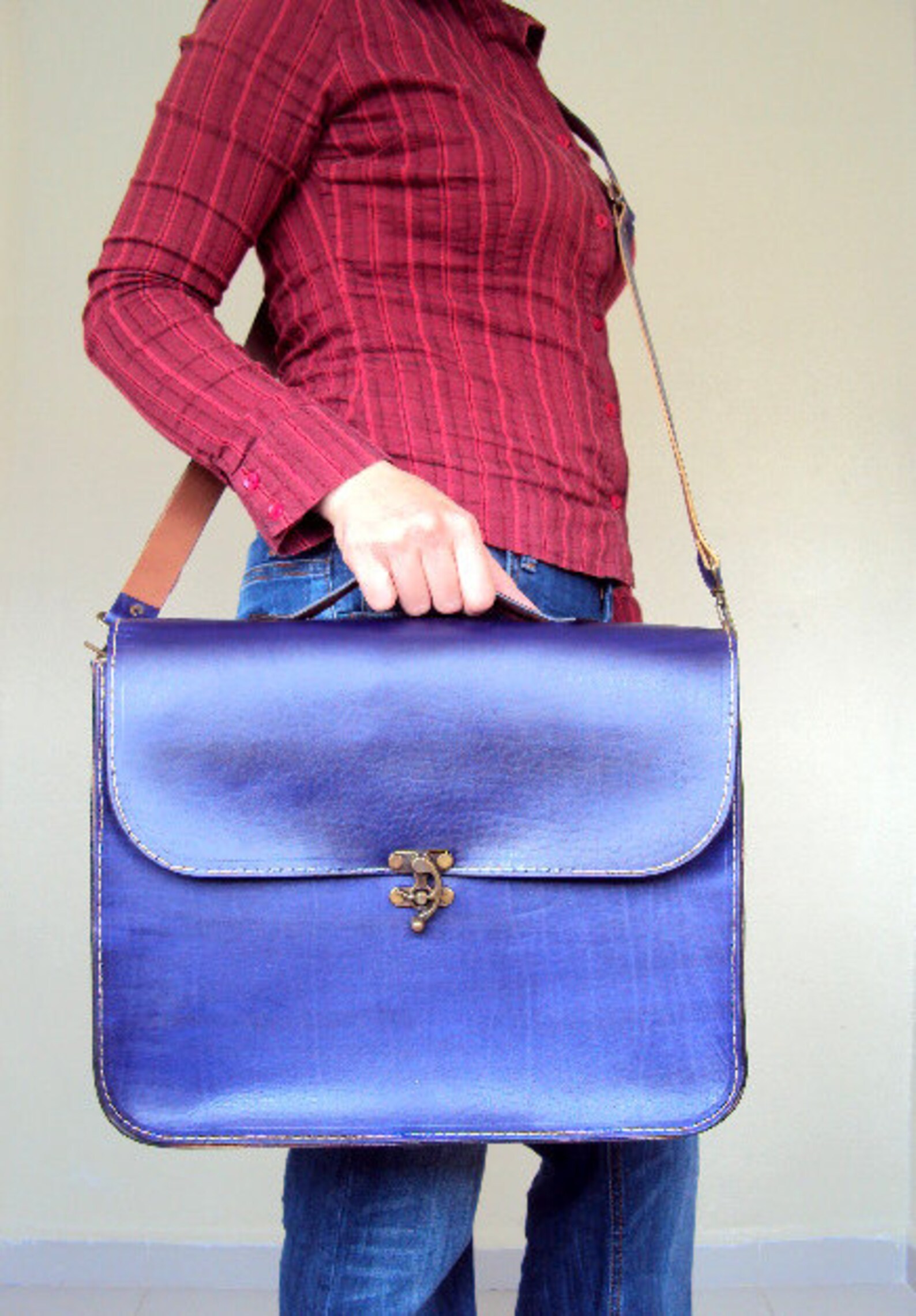 Handmade Laptop Bag ,purple Leather ,briefcase ,messenger Bag ,shoulder ...