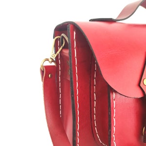 Red Messenger Bag, Tote Bag, iPad Bag, Daily Bag, Retro Style, Leather ...