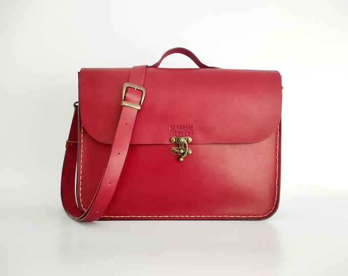 Red Leather Laptop Bag ,briefcase ,messenger Bag ,shoulder Bag ,satchel ...