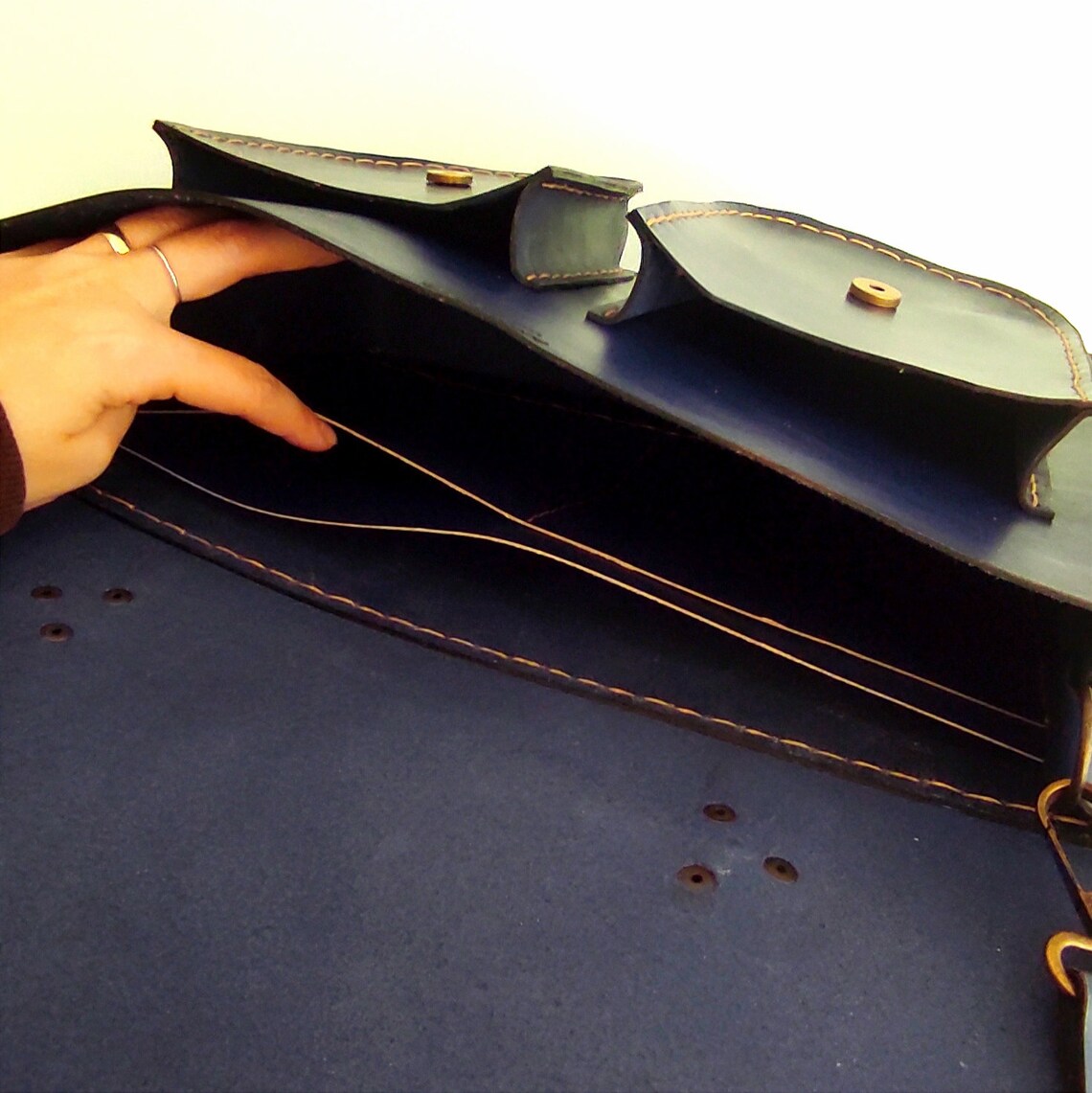Blue Leather Laptop Bag, Leather Briefcase, Blue Crossbody Bag ...