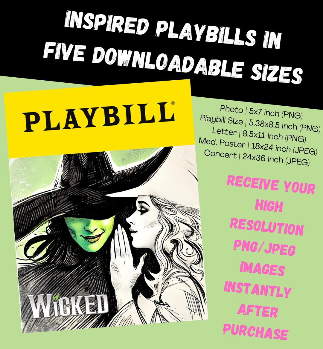 Wicked Playbill Art jetzt in FÜNF Download Größen-Wicked the Musical ...