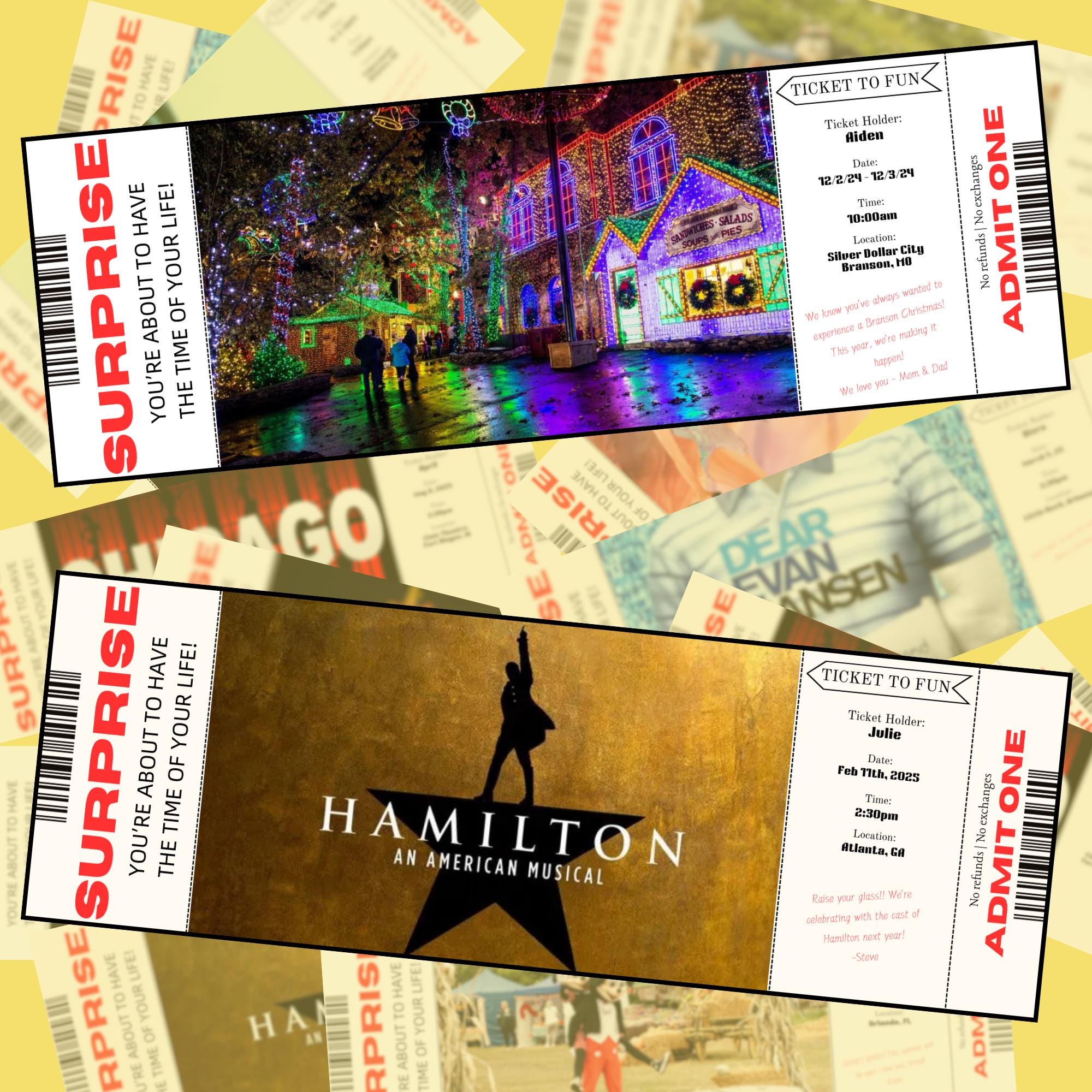 Customizable Surprise Ticket Template | Printable Concert & Theatre ...