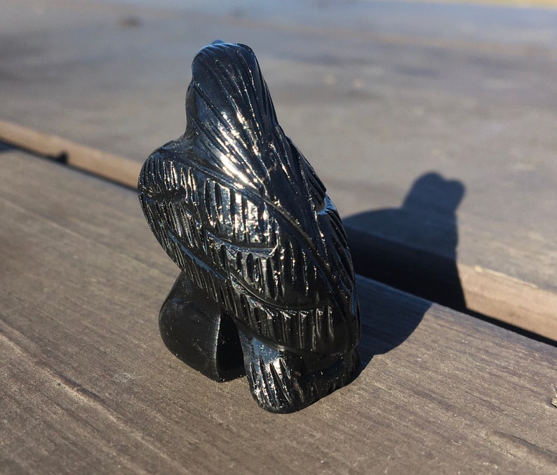 Black Onyx Raven Carved Spirit Animal Stone Gift - Etsy