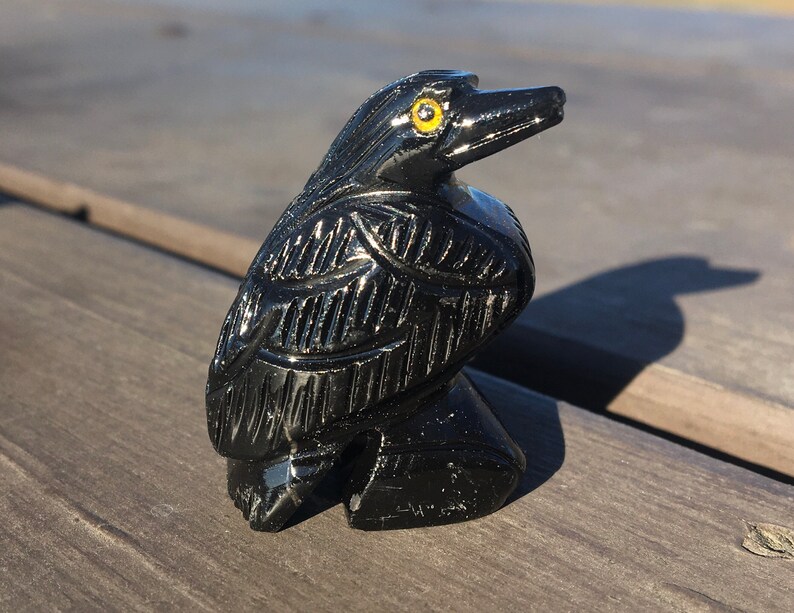 Black Onyx Raven Carved Spirit Animal Stone Gift - Etsy