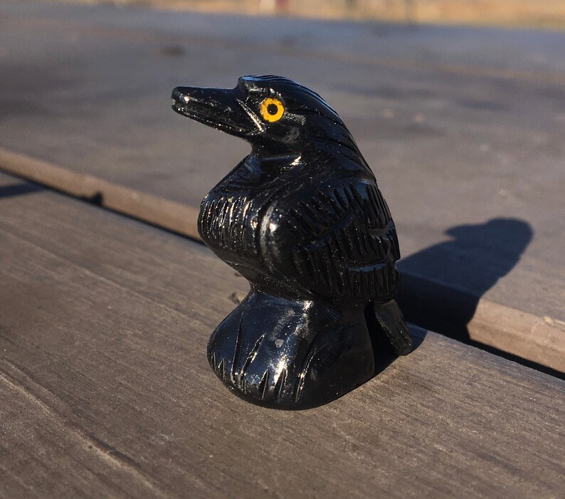 Black Onyx Raven Carved Spirit Animal Stone Gift - Etsy