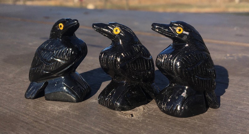 Black Onyx Raven Carved Spirit Animal Stone Gift - Etsy