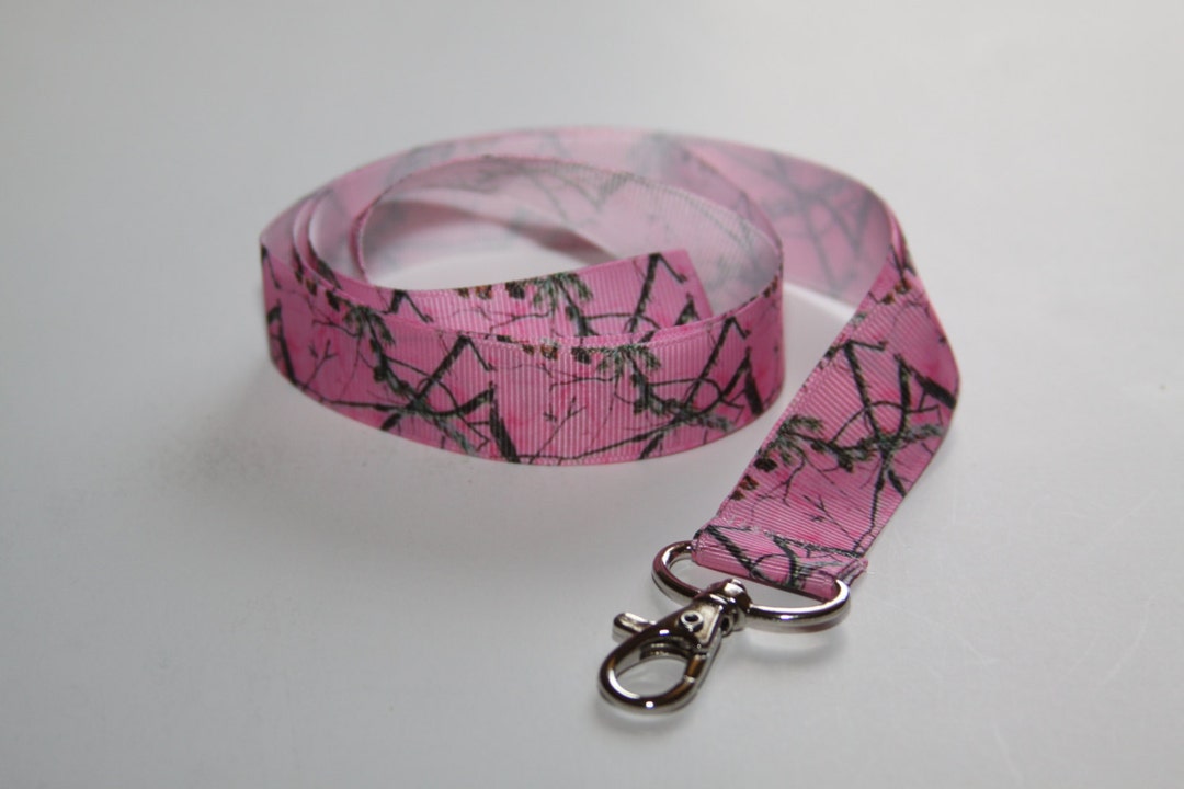 Pink Camo Ribbon Lanyard, Ribbon Lanyard, Lanyard, ID Badge Key Holder ...