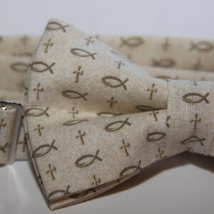 Religious Bowtie, Pre Tied Bowtie, Christian Tie, Fish and Cross Tie ...