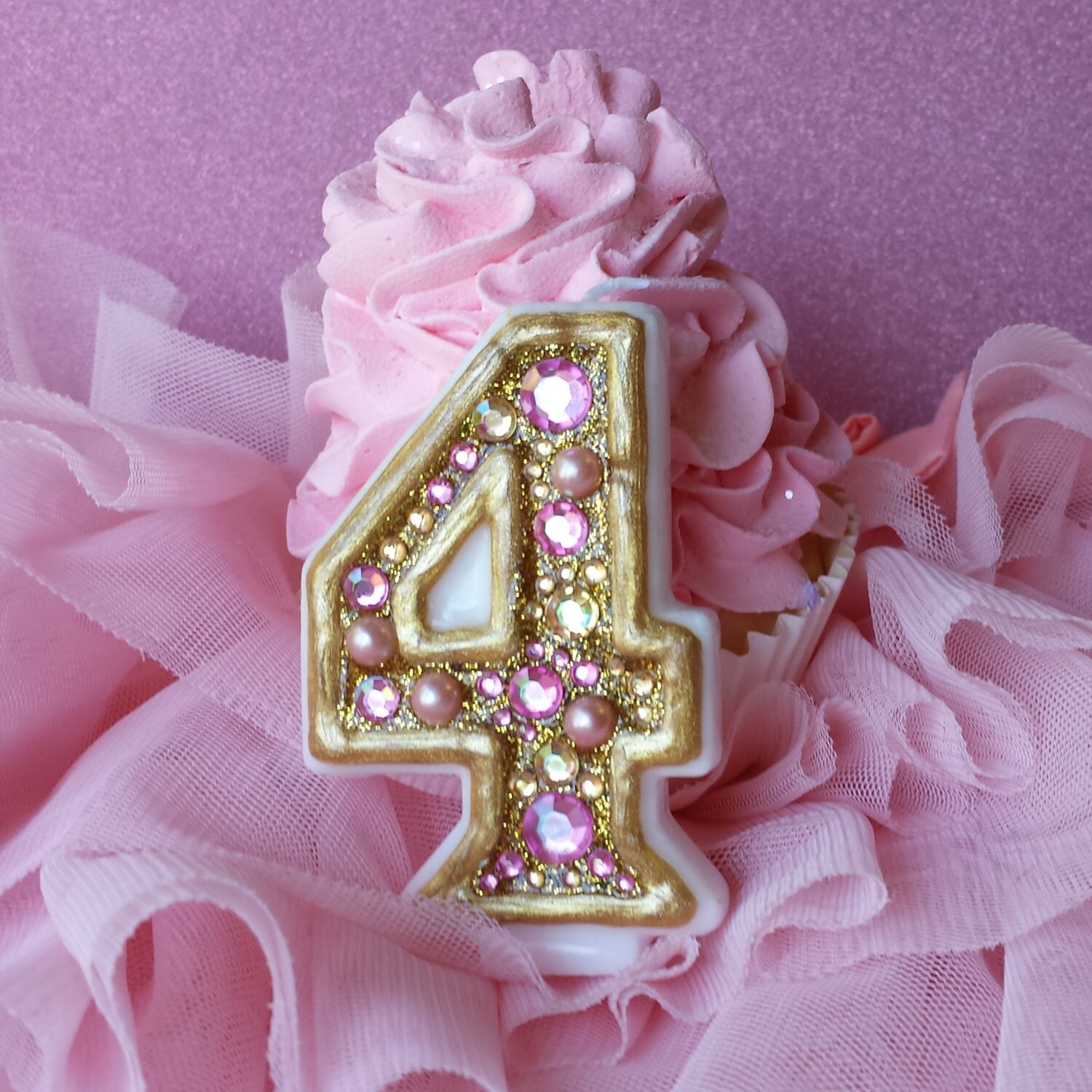Party Décor custom candle princess candle keepsake candle Gold and pink ...