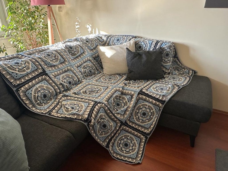 King Size Afghans Blanket, Granny Square Crochet, Luxurious Soft Cosy ...