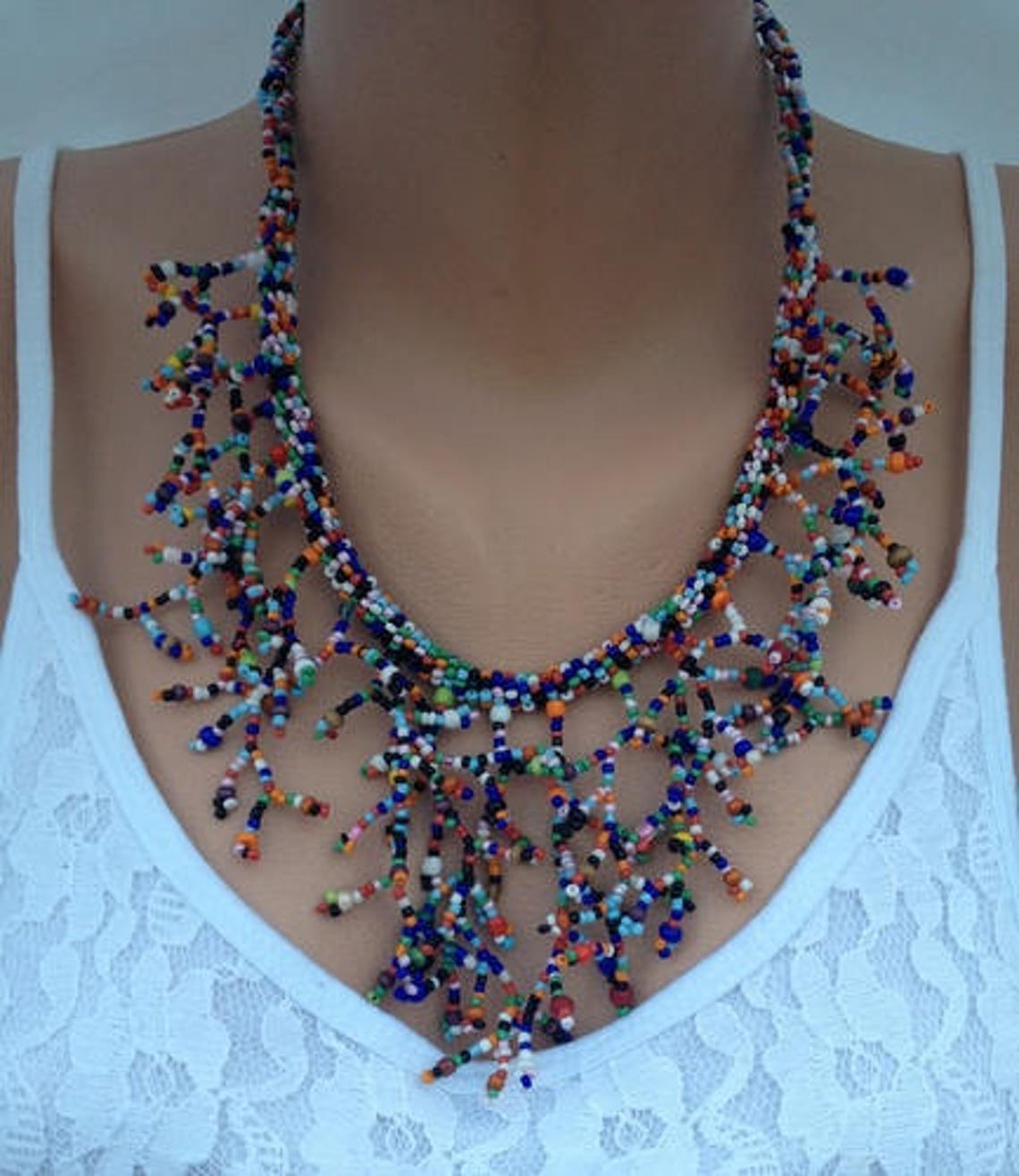 Womens Beaded Necklace Bohemian Handmade Jewelry Ethnic Etsy