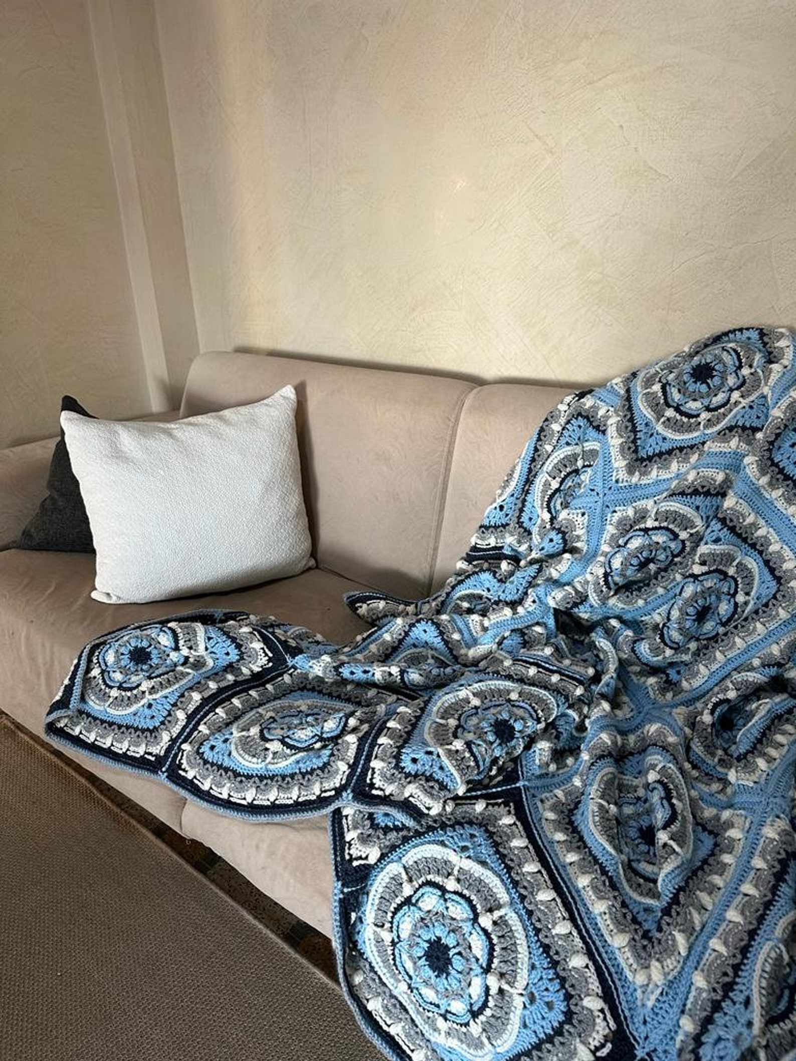 King Size Afghans Blanket, Granny Square Crochet, Luxurious Soft Cosy ...