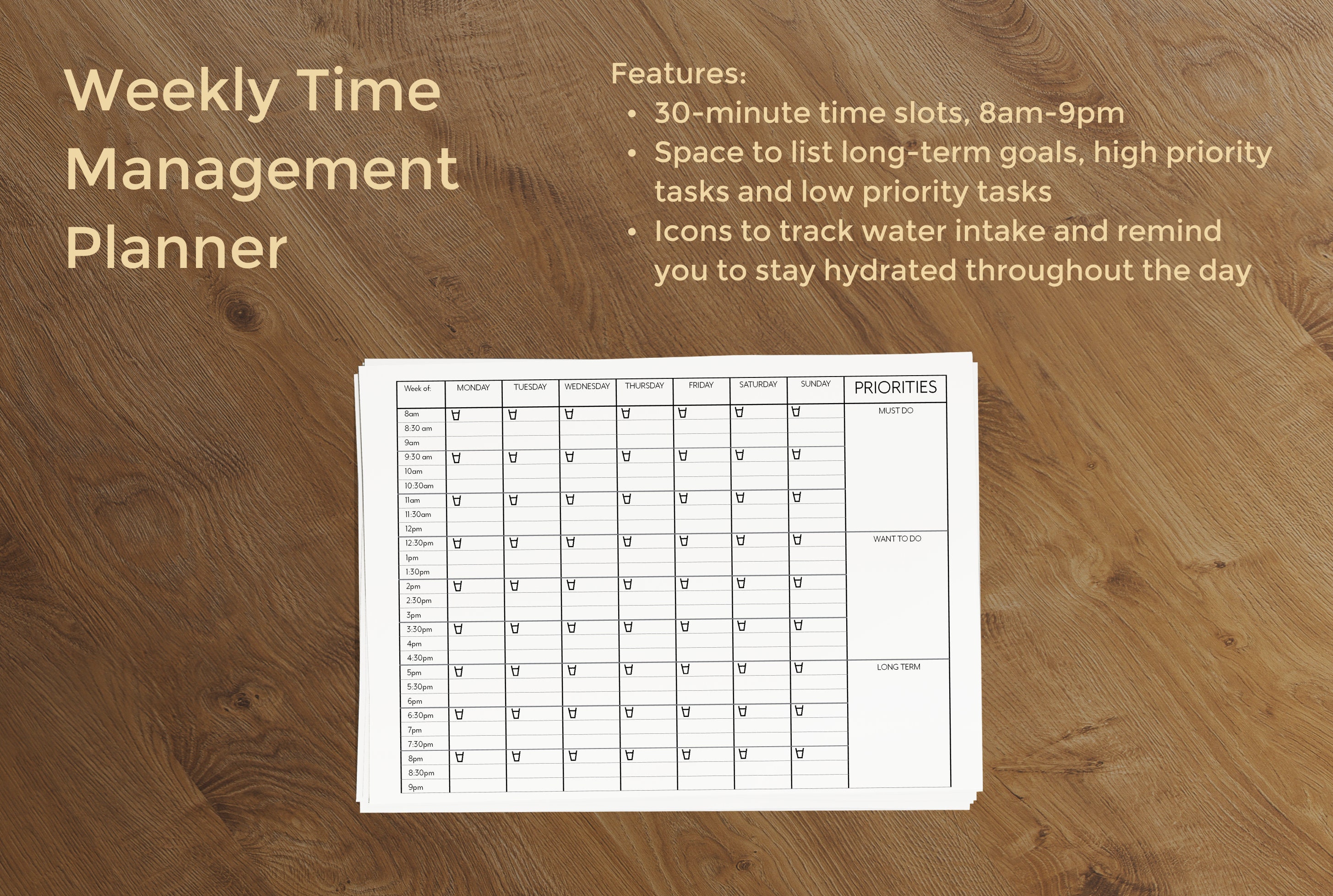 Weekly Time Management Planner PDF Printable | Weekly Schedule ...