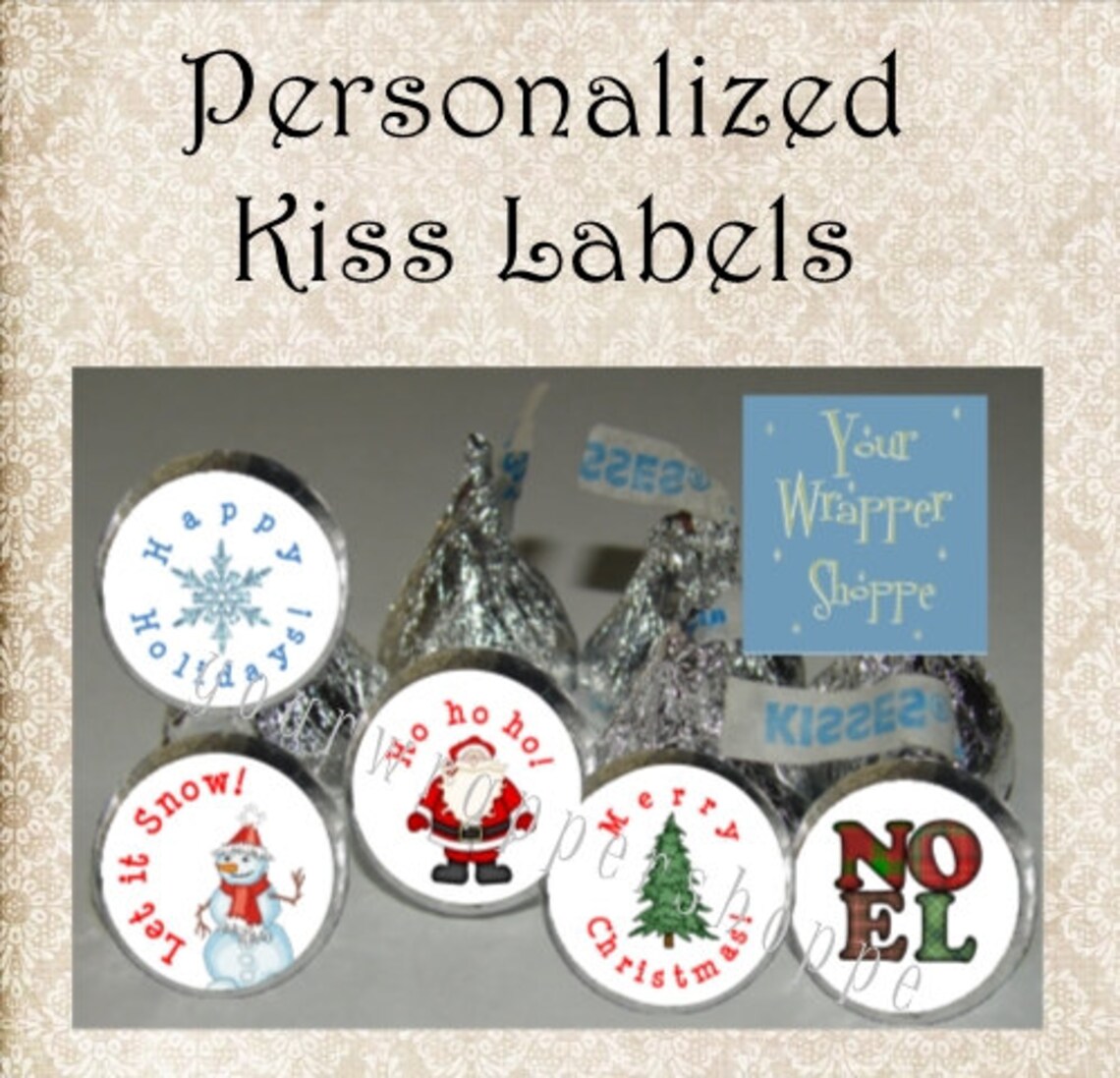 Personalized CHRISTMAS HOLIDAY Party Favors Kiss Labels - Etsy
