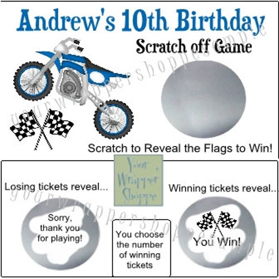 Dirt Bike Quad Motocross Party Game Scratch off Tickets Game | Etsy