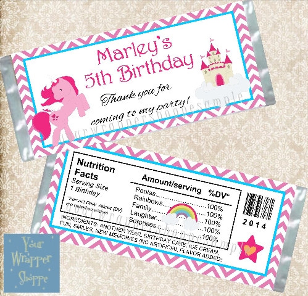Little Pony Ponies Candy Bar Wrappers With Foil Sheets Party Favors ...