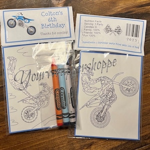 Dirt Bike Motocross Quad Coloring Pages Party Favors Bags and Toppers ...