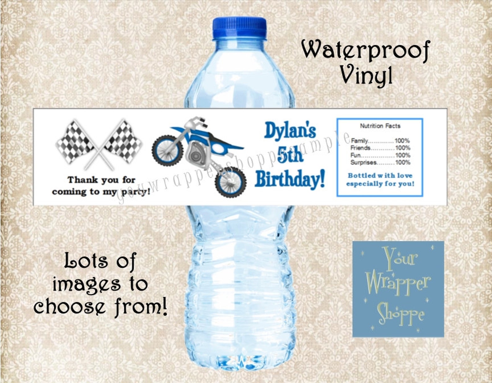 Dirt Bike Quad Water Bottle Labels Personalized Party Favors - Etsy
