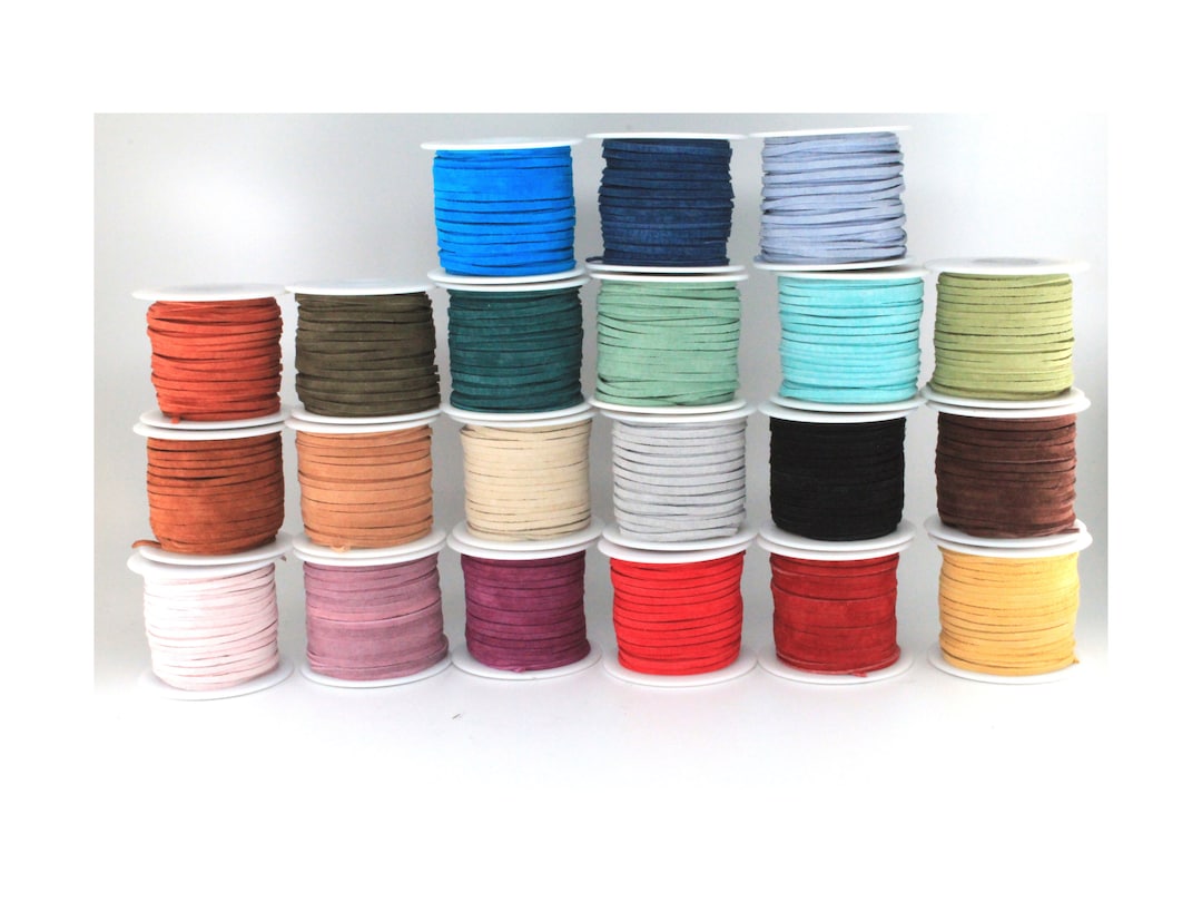 3MM Genuine Suede Lace Leather Cord by the Yard or Spool 20+ Colors and ...