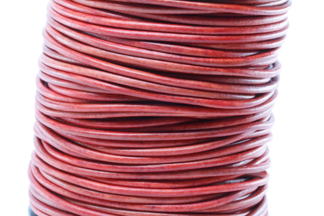 10 Meters of 3MM Natural Red Premium Round Leather Cord Lace (10 Yards ...