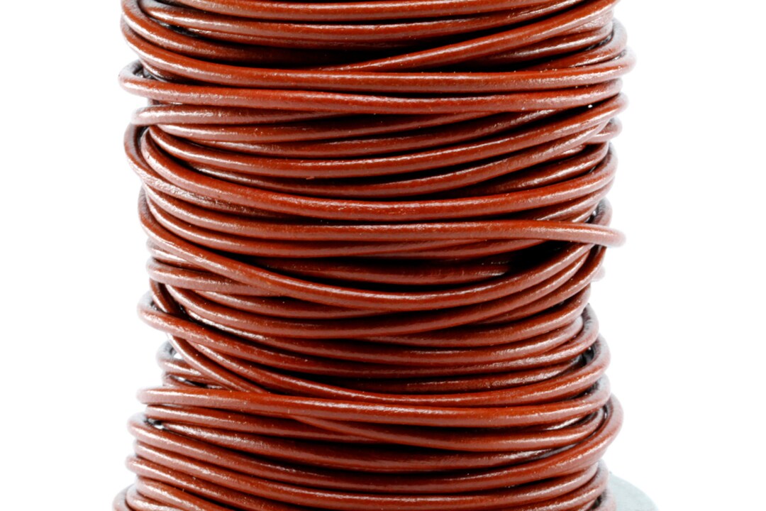 50 Meter Spool of 3MM Saddle Brown Premium Round Leather Cord Lace (50 ...