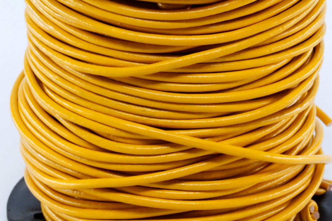 1 Yard // 3 Feet of 2MM Yellow Round Genuine Leather Cord - Etsy