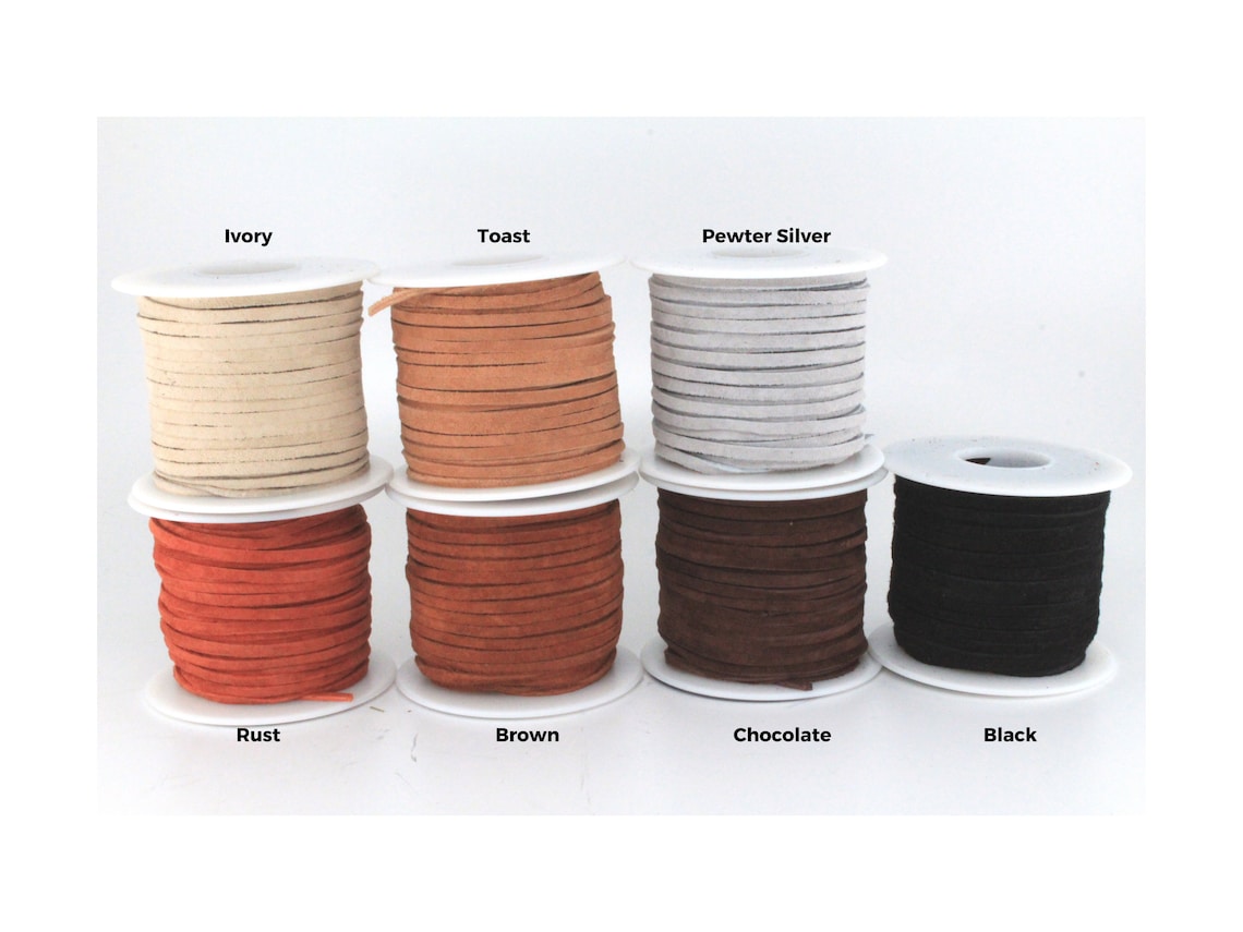 3MM Genuine Suede Lace Leather Cord by the Yard or Spool 20+ Colors and ...